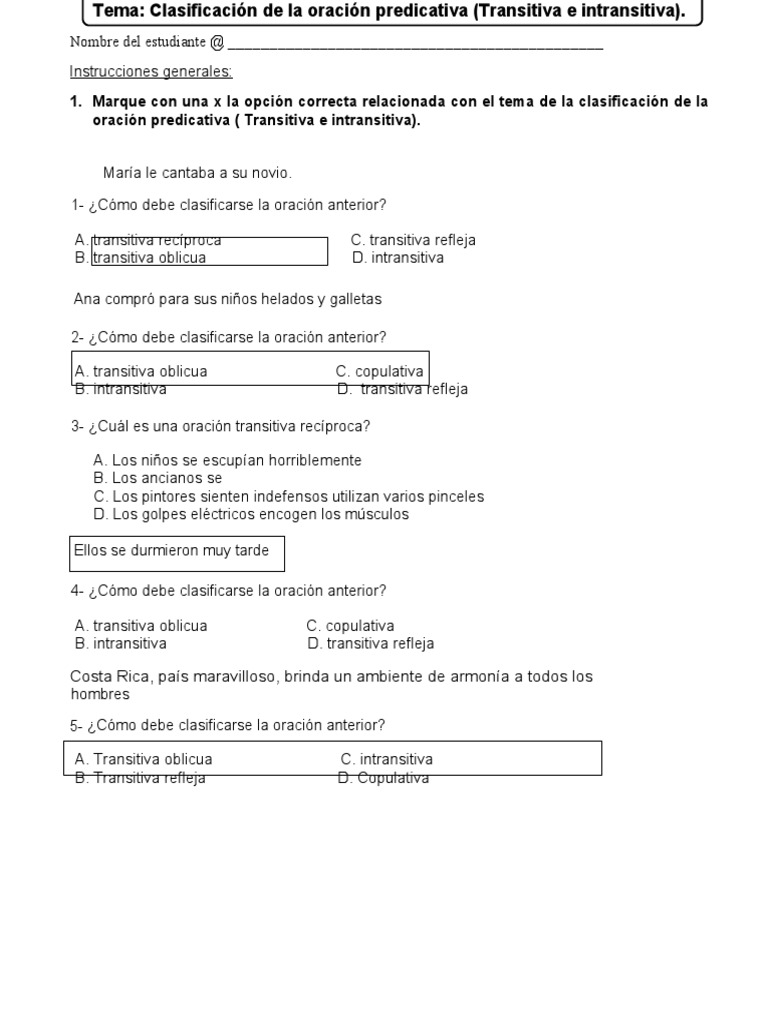 Oración Predicativa Práctica | PDF