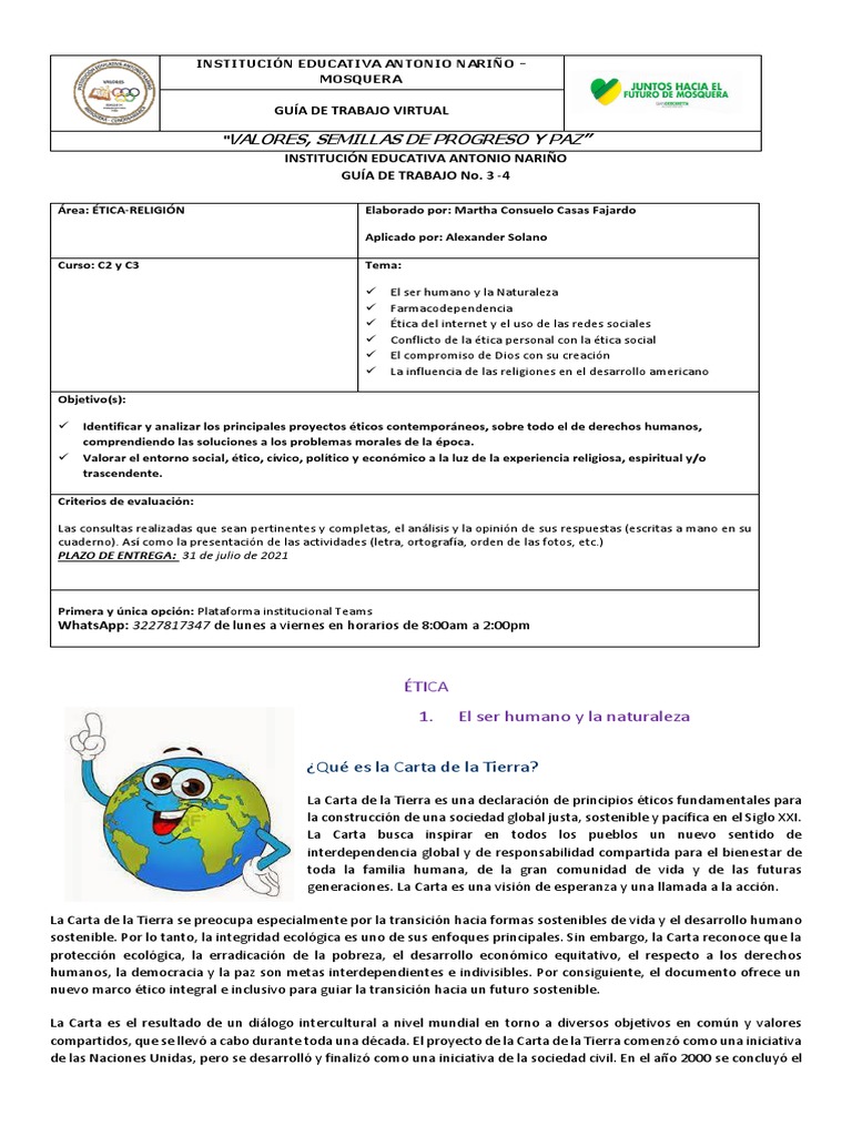 Grado C2 y C3 Etica Religión Alex Solano Guia 2 | PDF | La dependencia ...