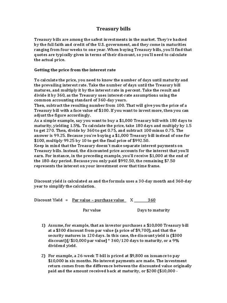 Calculating the Price of Treasury Bills: A Step-by-Step Guide to ...