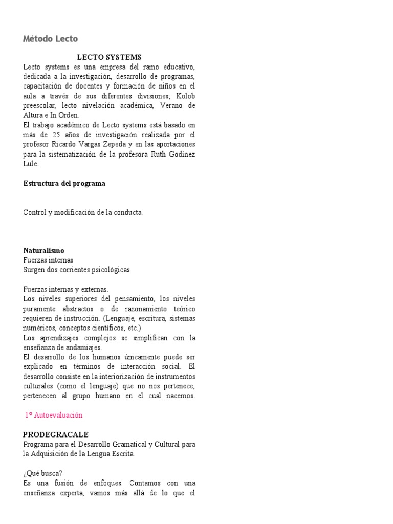 Método Lecto | PDF | Aprendizaje | Comunicación humana