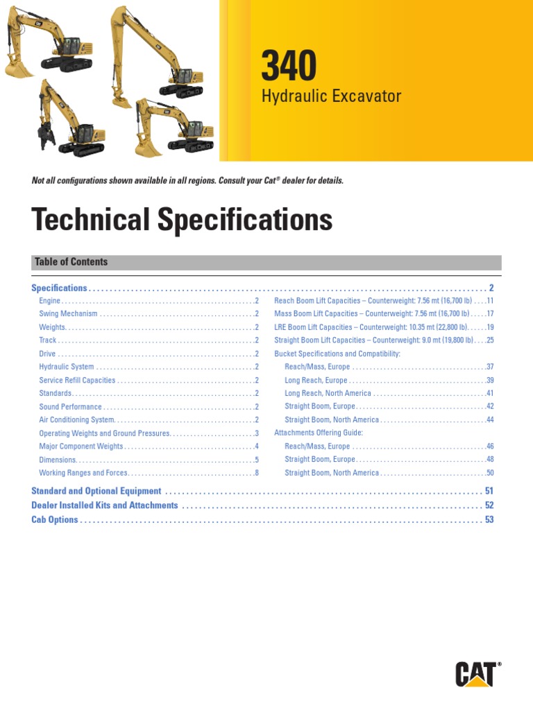 Technical Specifications: Hydraulic Excavator | PDF | Horsepower | Vehicles