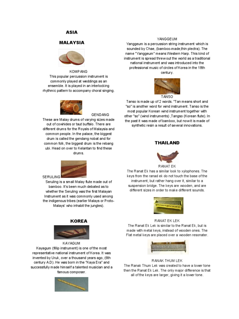 Traditional Musical Instruments from Asia, Africa, and the Philippines ...