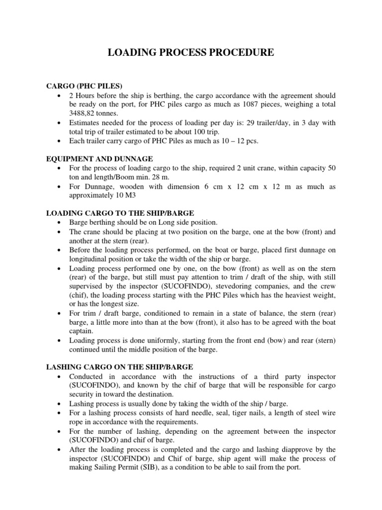 Loading Process Procedure | PDF | Ships | Crane (Machine)