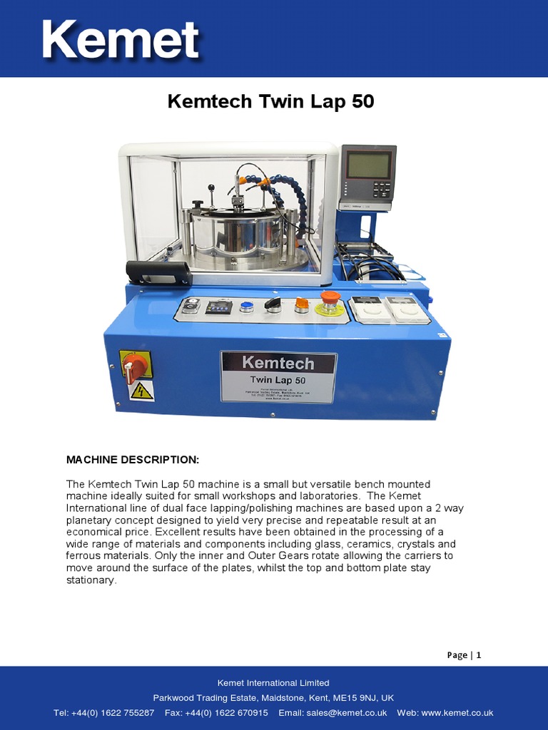 The Kemtech Twin Lap 50: A Versatile Benchtop Lapping and Polishing ...