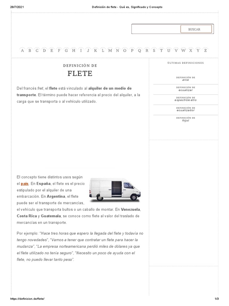 Definición de Flete - Qué Es, Significado y Concepto | PDF | Transporte ...