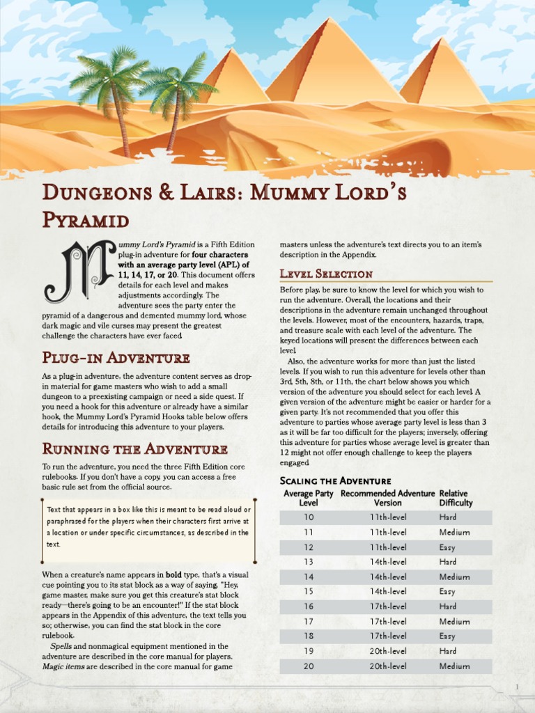 DMDave - Dungeons & Lairs 9 - Mummy Lord's Pyramid | PDF | Door