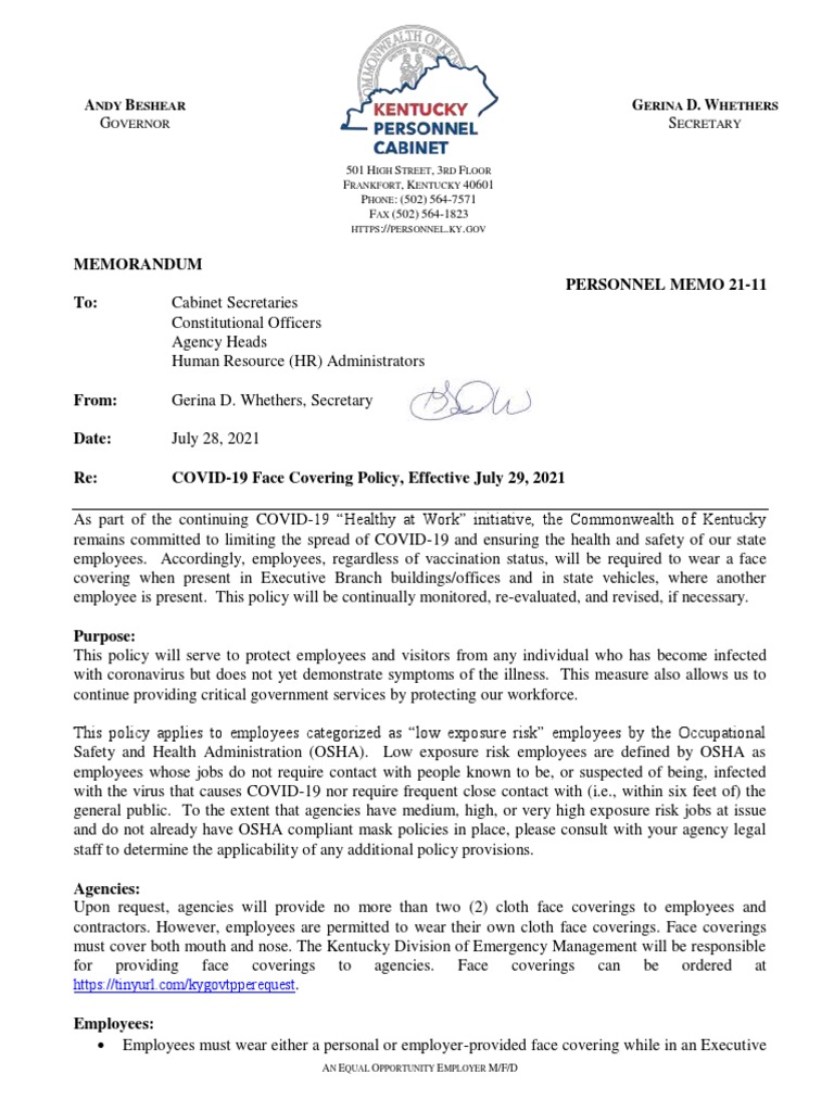 Memorandum Personnel Memo 21-11 To:: A B G D. W | PDF | Occupational ...