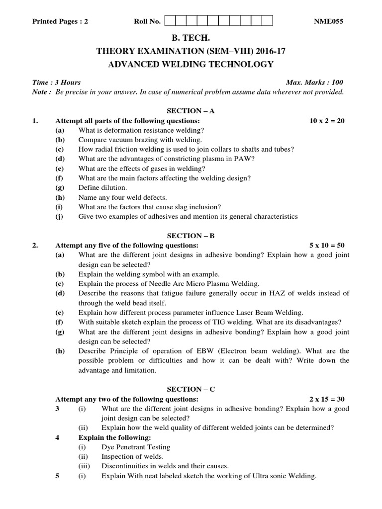 Advanced Welding Technology Nme055 | PDF | Joining | Welding