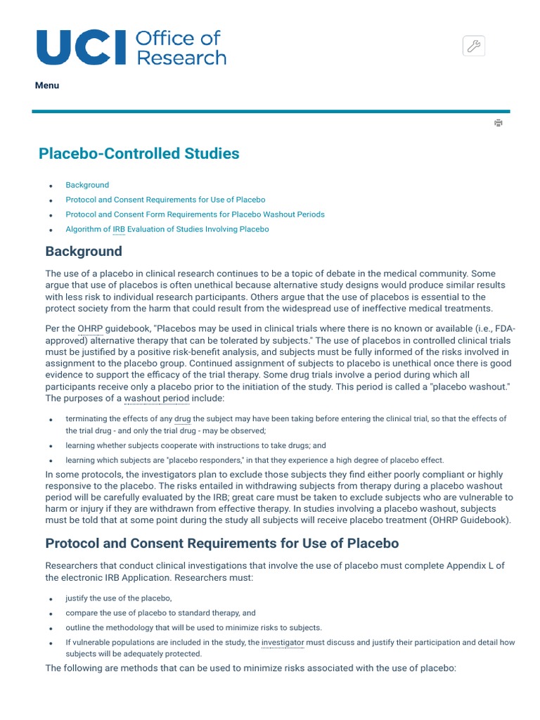 Placebo-Controlled Studies | PDF | Clinical Trial | Placebo