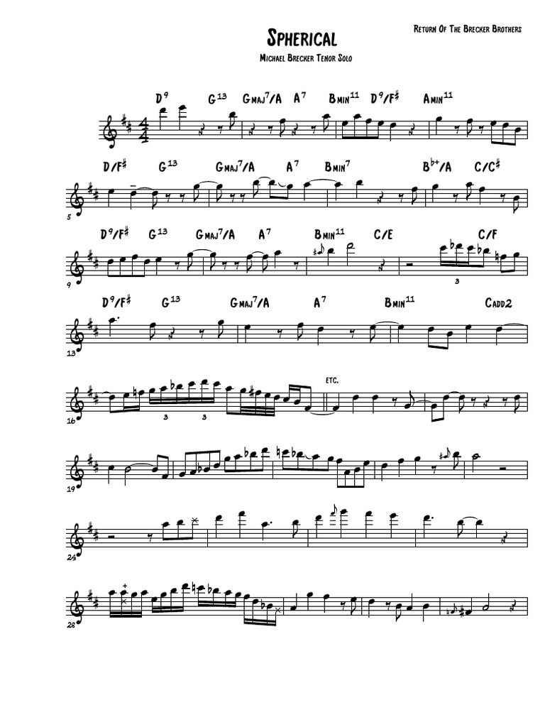 Michael Brecker - Spherical (BB) Chords | PDF