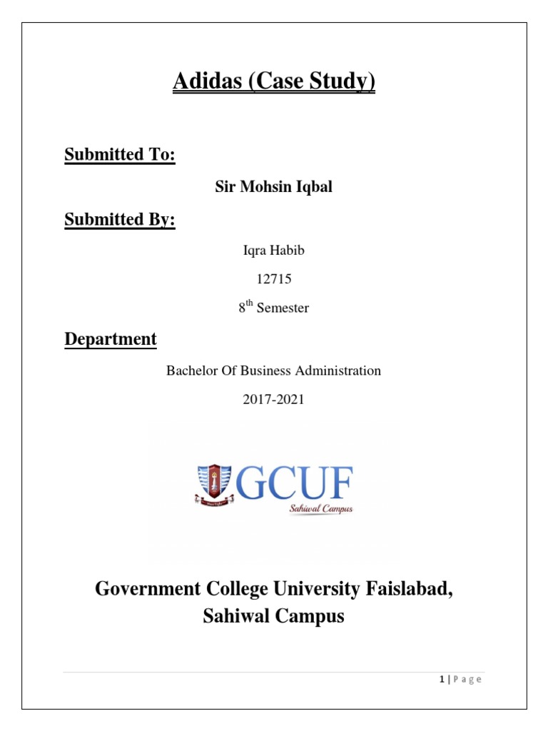 Adidas (Case Study) : Submitted To | PDF