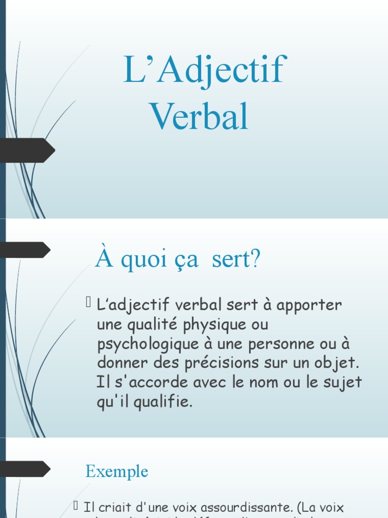 Comprendre l'adjectif verbal | PDF | Nombre grammatical | Genre grammatical