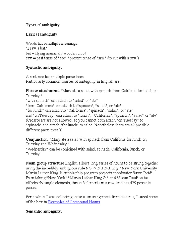 Types of Ambiguity | PDF | Ambiguity | Parsing