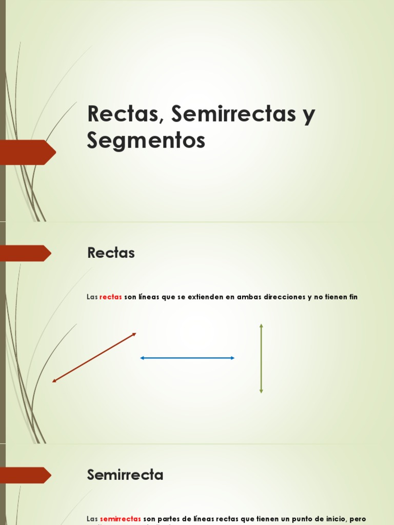 Rectas, semirrectas y segmentos: tipos de líneas geométricas | PDF