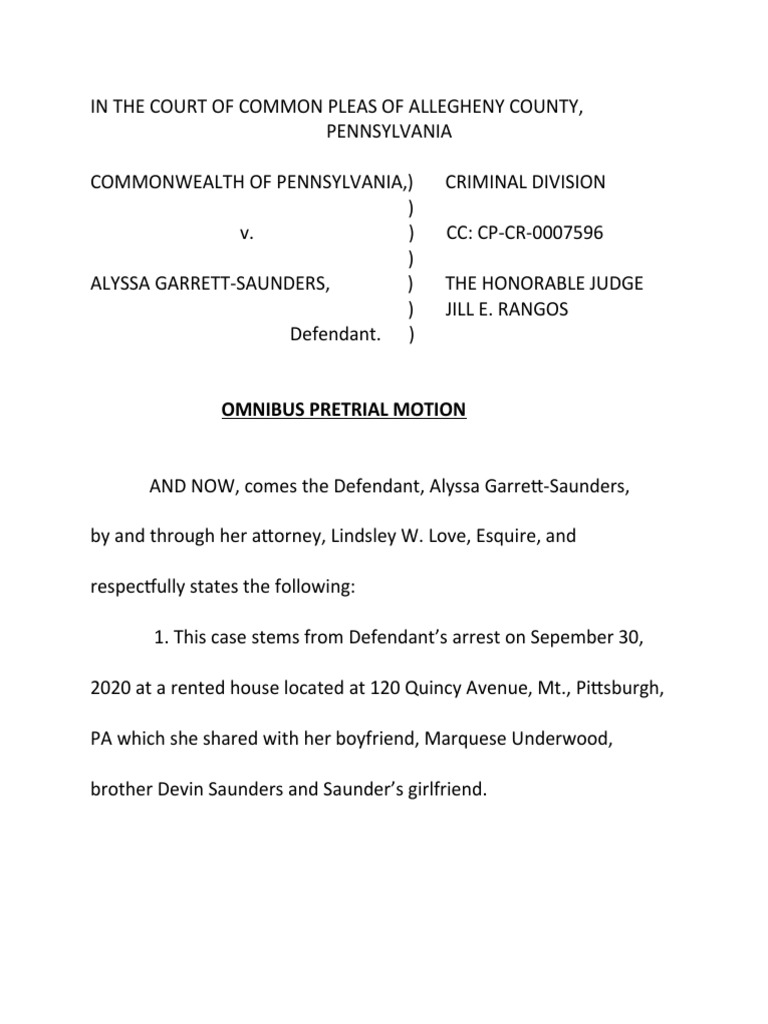 Omnibus Pretrial Motion | PDF | Search And Seizure | Search Warrant