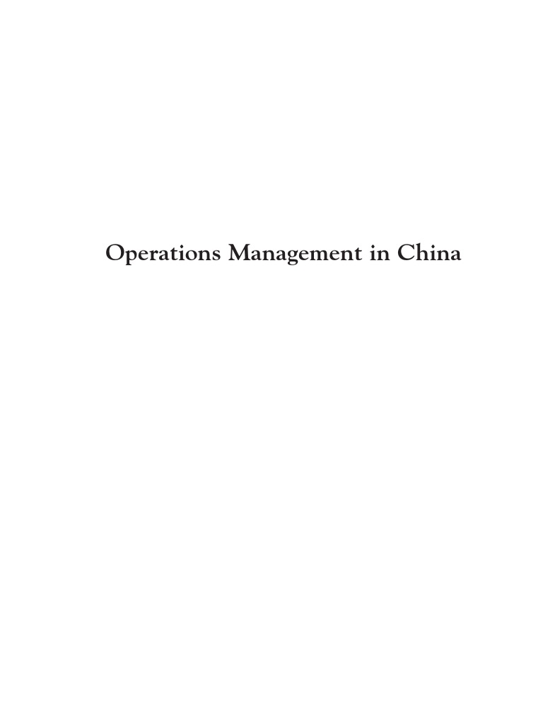 Operations Management in China, Second Edition | PDF | Joint Venture ...