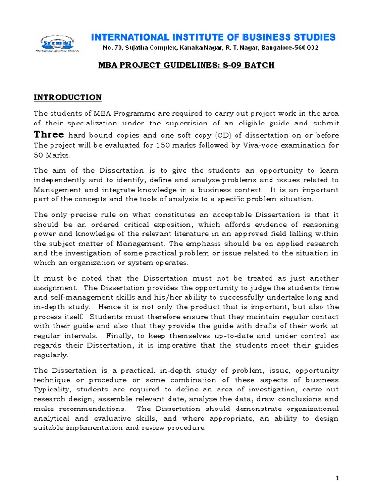 Mba Project Guideline1 | PDF | Thesis | Books