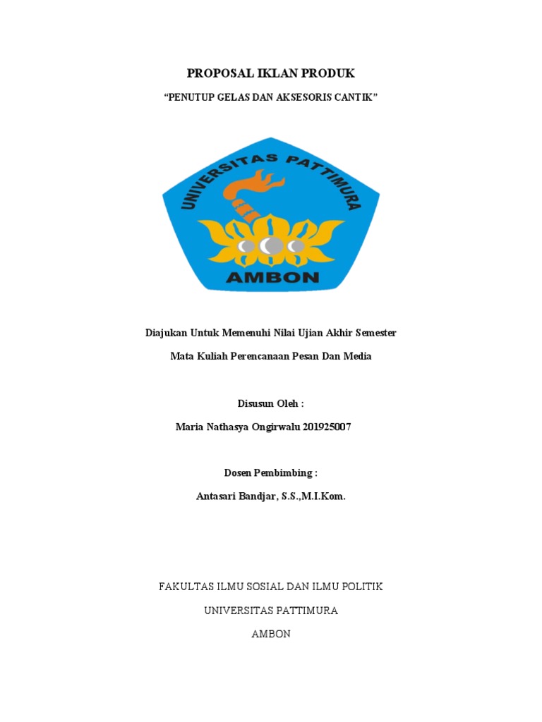 Tugas Uas Proposal Perencanaan Pesan Dan Media - Maria N Ongirwalu 007 | PDF