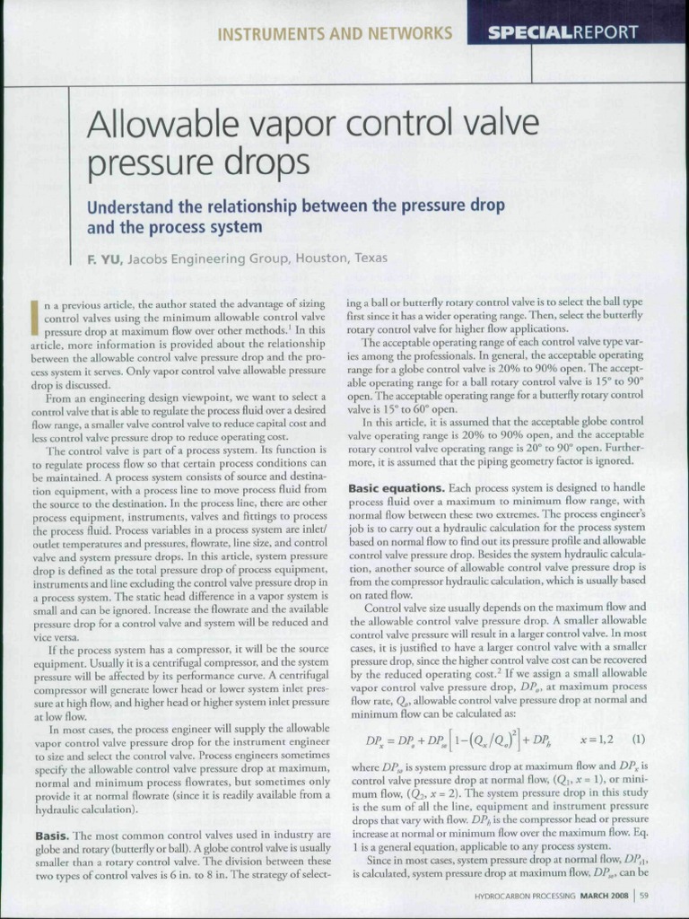 Allowable Vapor Control Valve | PDF | Valve | Fluid Dynamics