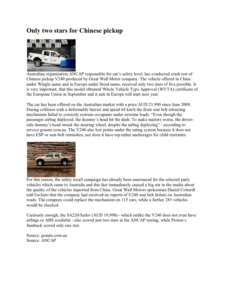 GWM Crash Test Results | Download Free PDF | Seat Belt | Airbag