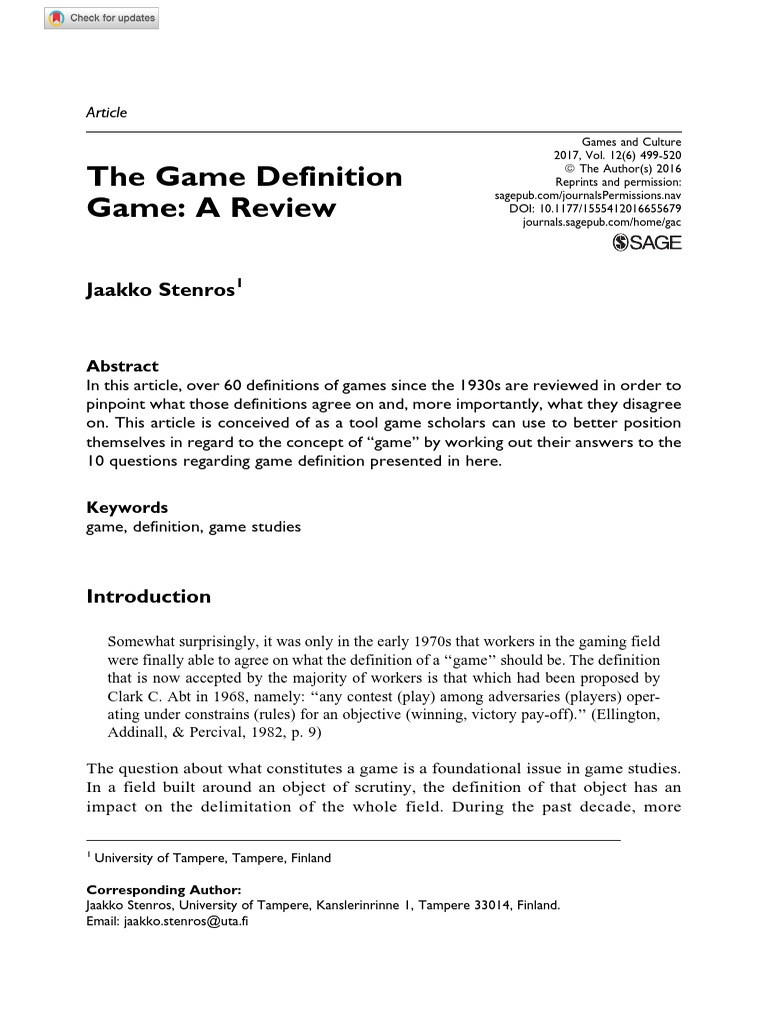 The Game Definition Game | PDF | Game Theory | Reality