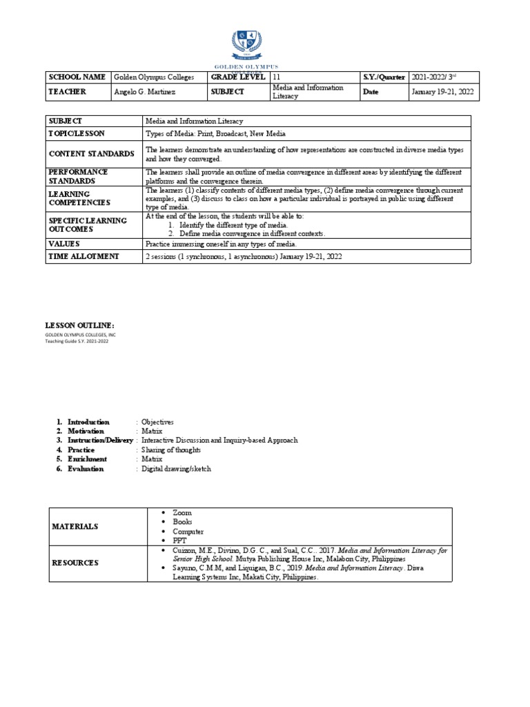 Media and Information Literacy - Q3 - Week 3 - Lesson 4 | Download Free ...