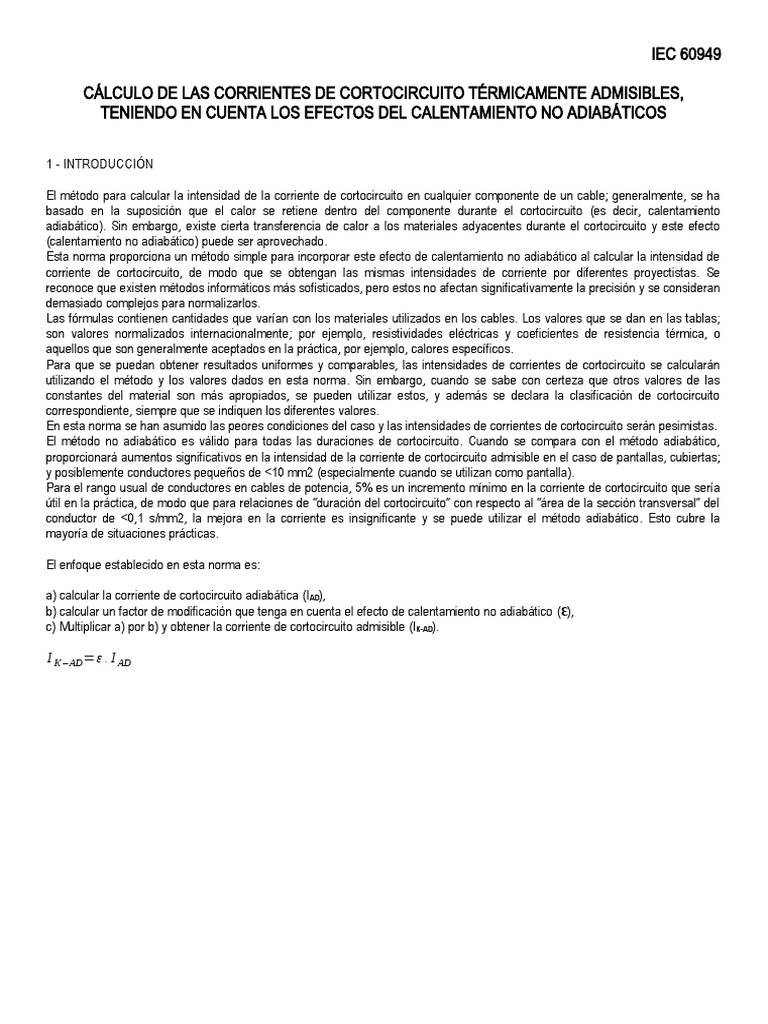Introduccion en Español de La IEC 60949 | PDF | Corriente eléctrica ...