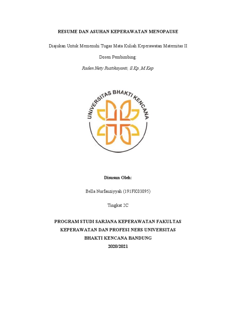 Bella Nurfauziyyah (191FK03095) 2C - Resume Dan Askep Menopause | PDF