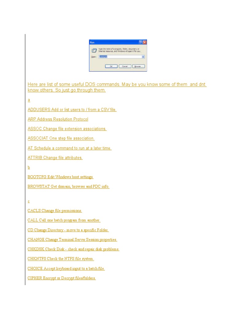 Some Useful DOS Commands | PDF | Computer File | Windows Registry