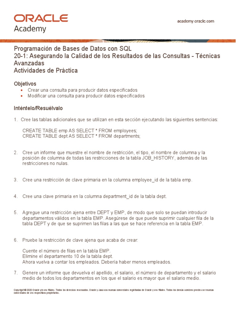 DP 20 1 Practice Esp | PDF | SQL | Desarrollo de software