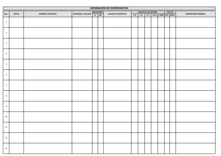 Planilla de Prospectos | PDF