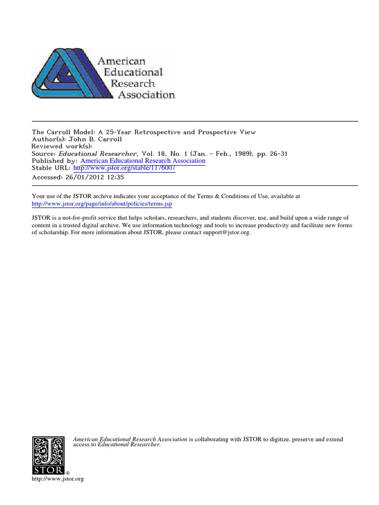 Carroll Model: 25-Year Review | PDF | Neuropsychological Assessment ...