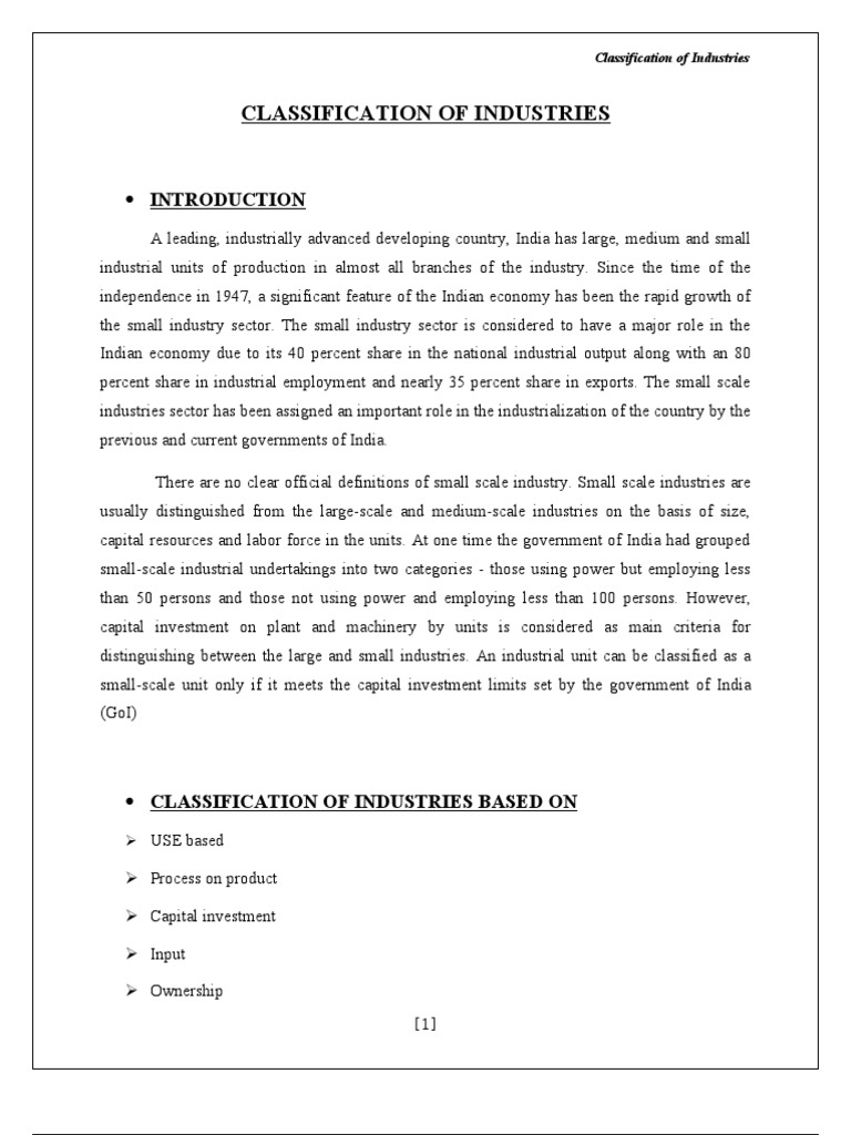 Classification of Industries in India | PDF | Capital Good | Government ...