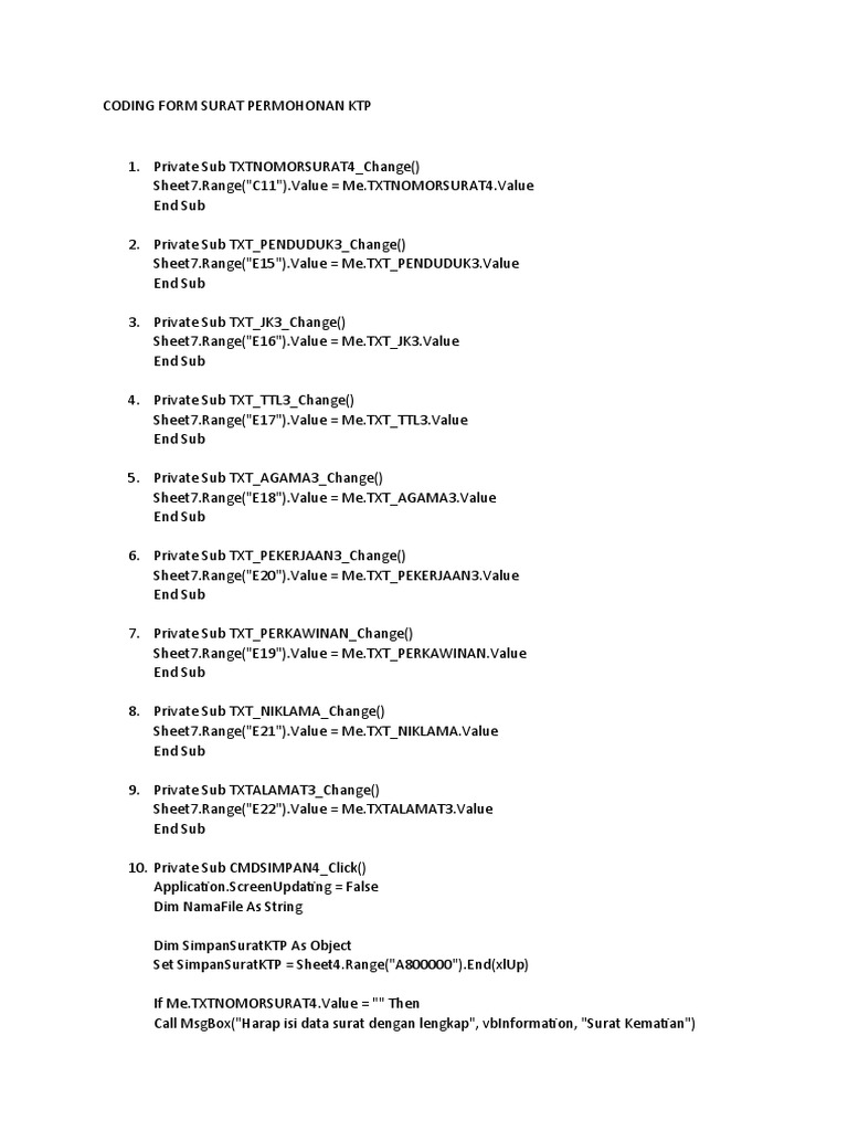 Coding Form Surat Permohonan KTP | PDF | Computer Programming | Software Engineering