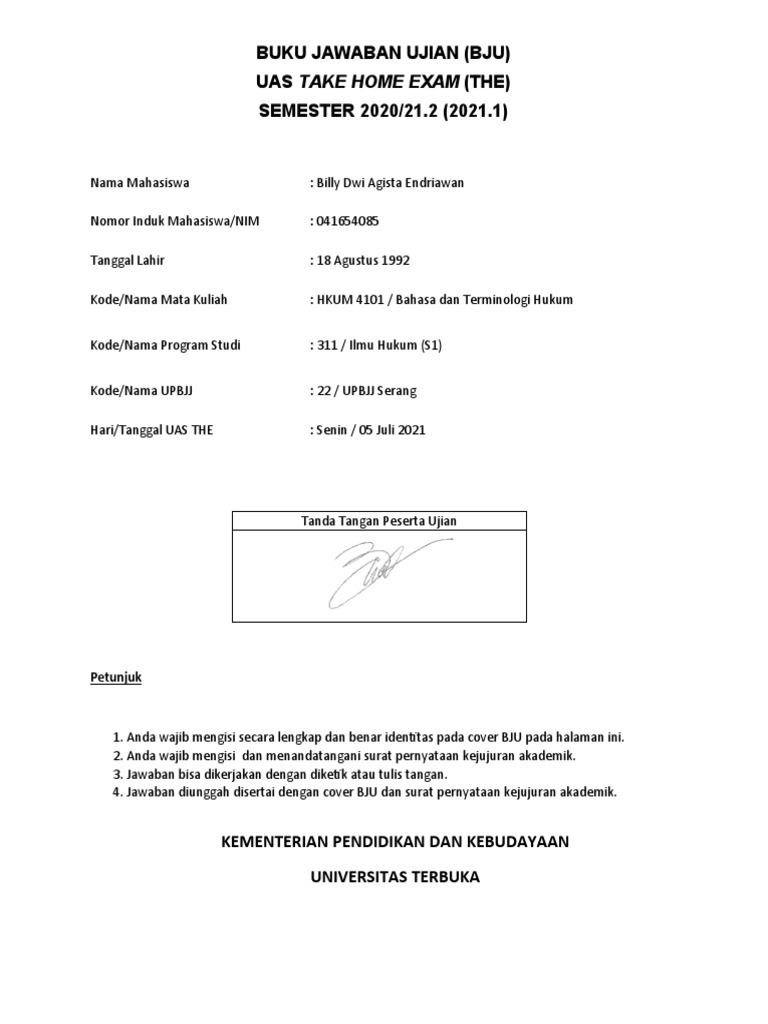 Bahasa Dan Terminologi Hukum (Hkum4101) - 041654085 | PDF | Sains & Matematika
