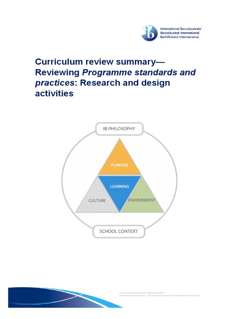 4 Curriculum Review Summary - Reviewing Programme Standards and ...