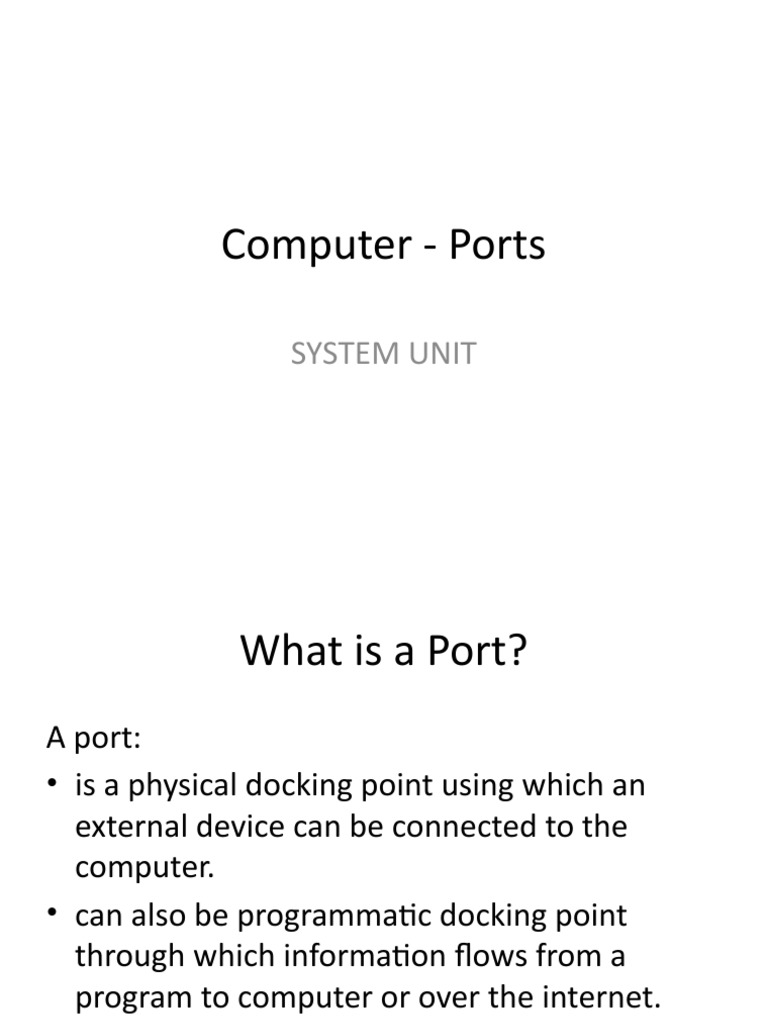 Computer - Ports: System Unit | PDF | Usb | Electrical Connector