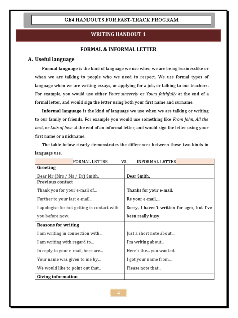 Formal and Informal Correspondence: Distinguishing Stylistic ...