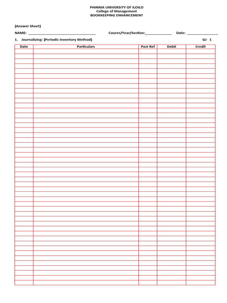 NC 3 Bookkeeping Answer Sheet Periodic - REVISED | PDF | Debits And ...