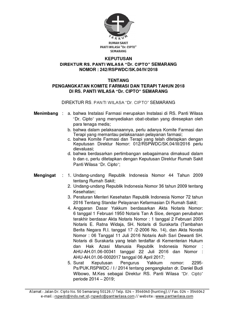 APPOINTMENT OF THE PHARMACY AND THERAPY COMMITTEE OF 2018 AT RS. PANTI ...