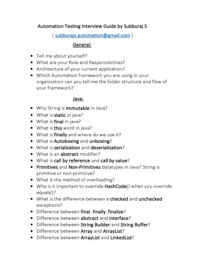 Complete Guide For Selenium Interview Pdf Method Computer Programming Class Computer