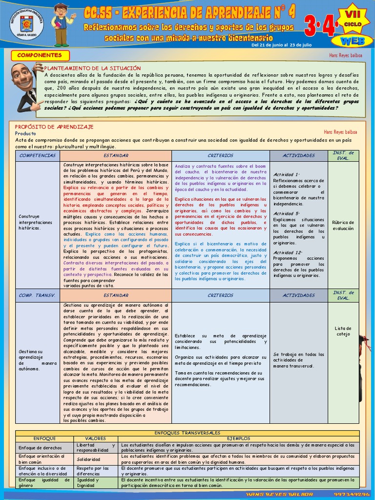 CCSS 3ro y 4to - 4ta. EdA (5 Semanas) | PDF | Perú | Aprendizaje