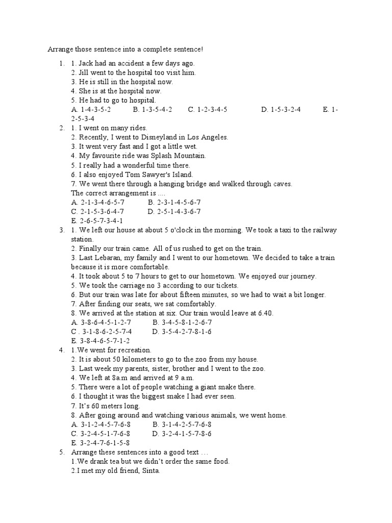 Sentence Arrangement Exercises | PDF