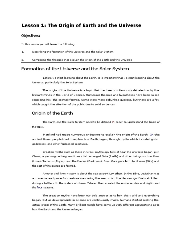 Earth Science Week 1 | PDF | Big Bang | Universe