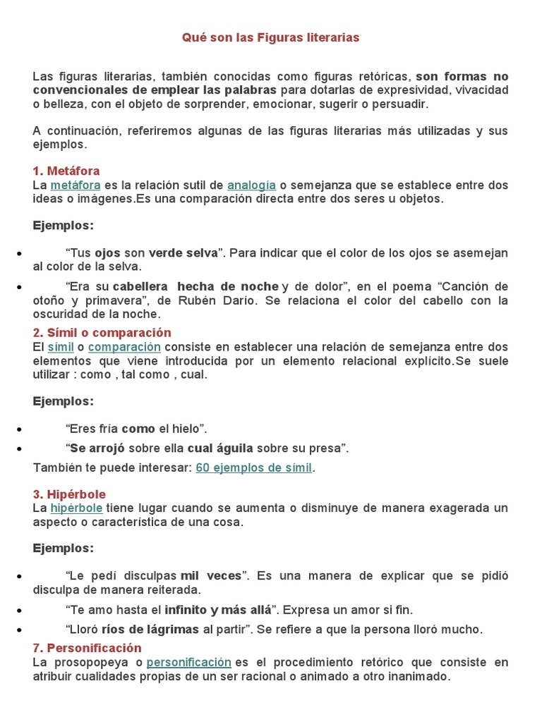 Figuras Literarias y Ejemplos | PDF | Metáfora