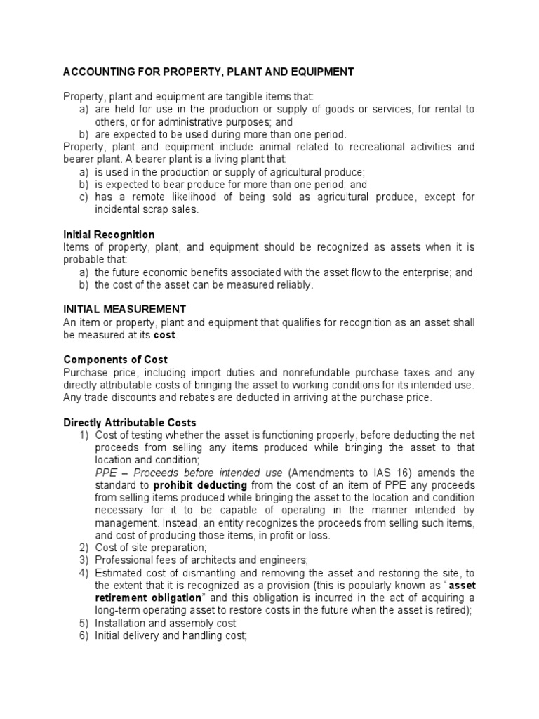 Accounting For Ppe | PDF | Depreciation | Fixed Asset