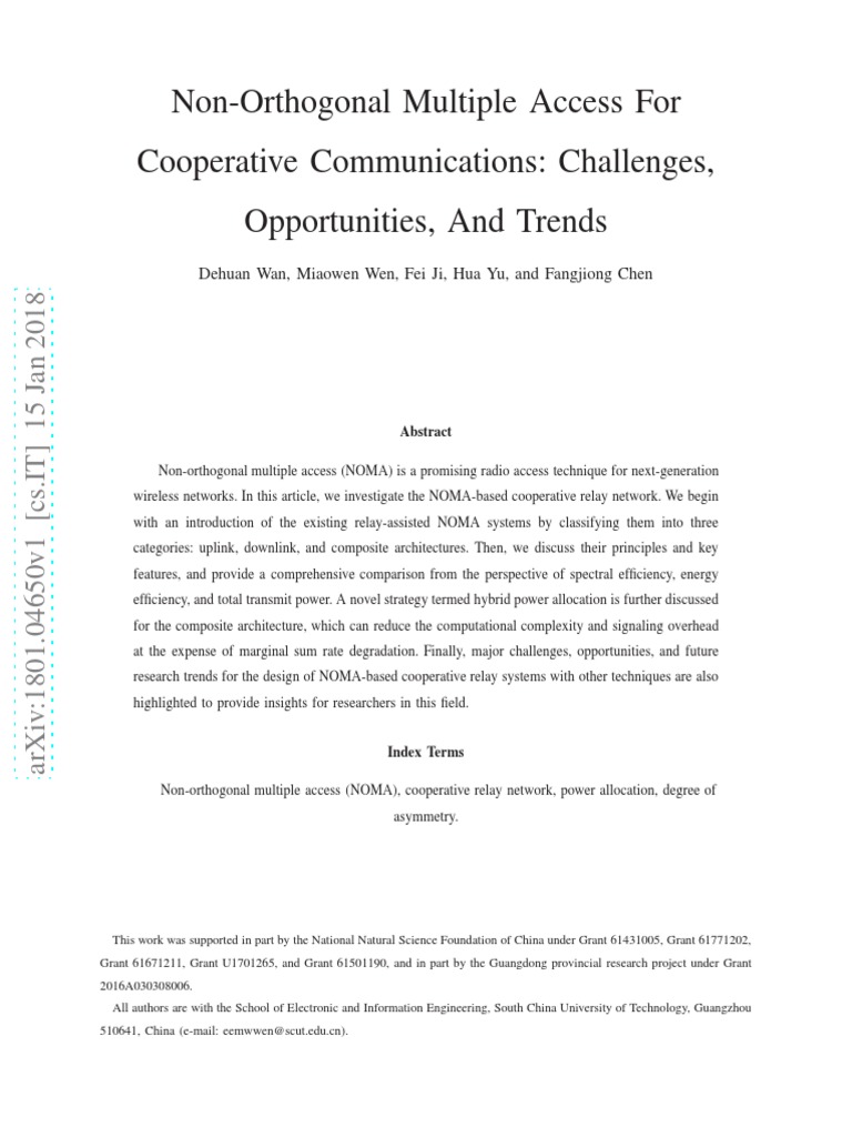 Non-Orthogonal Multiple Access For Cooperative Communications ...