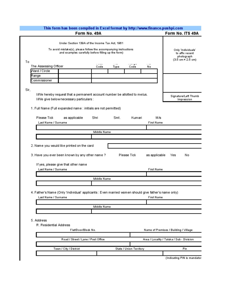 Form 49a in Excel Format | PDF | Government | Government Information