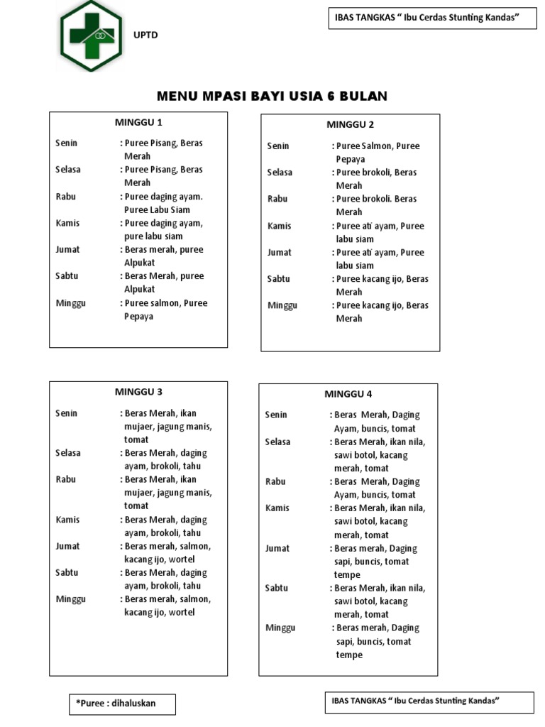 Menu MPASI Bayi 6 Bulan | PDF | Memasak, Makanan, & Anggur