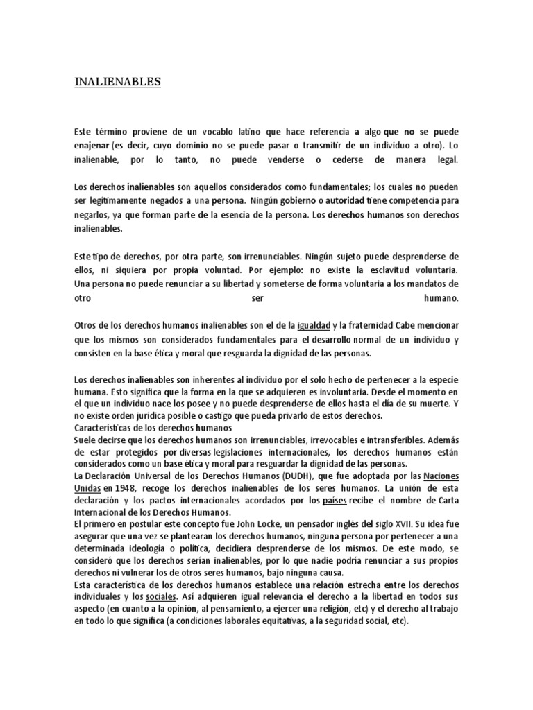 INALIENABLES | PDF | Derechos humanos | Derechos